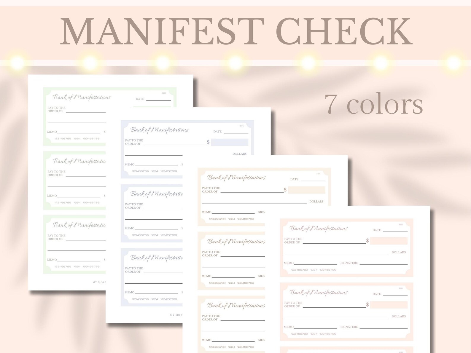 Manifestation Check Printable Law of Attraction Money Check Vision ...