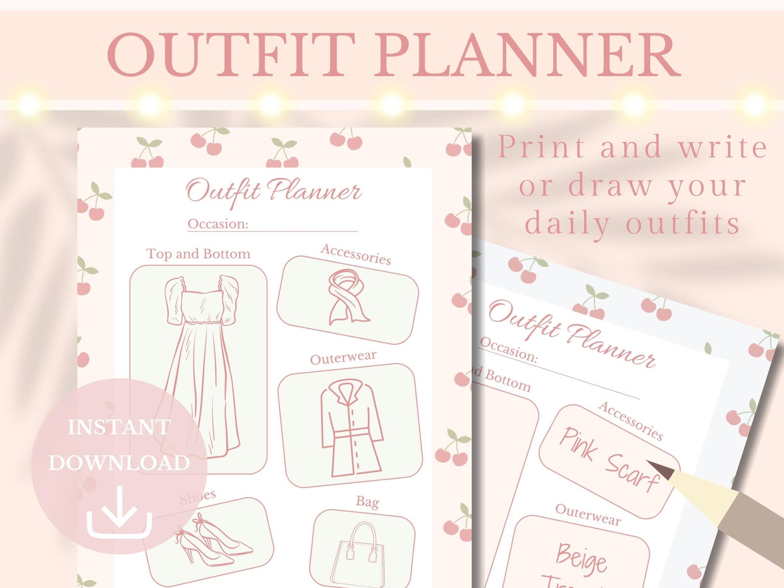 Digital Outfit Planner Printable Capsule Wardrobe Log Clothes Organizer ...