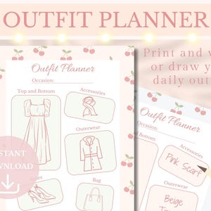 Digital Outfit Planner Printable Capsule Wardrobe Log Clothes Organizer ...