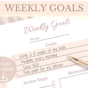Weekly Goal Setting Printable Planner, to Do List Productivity Tracker ...