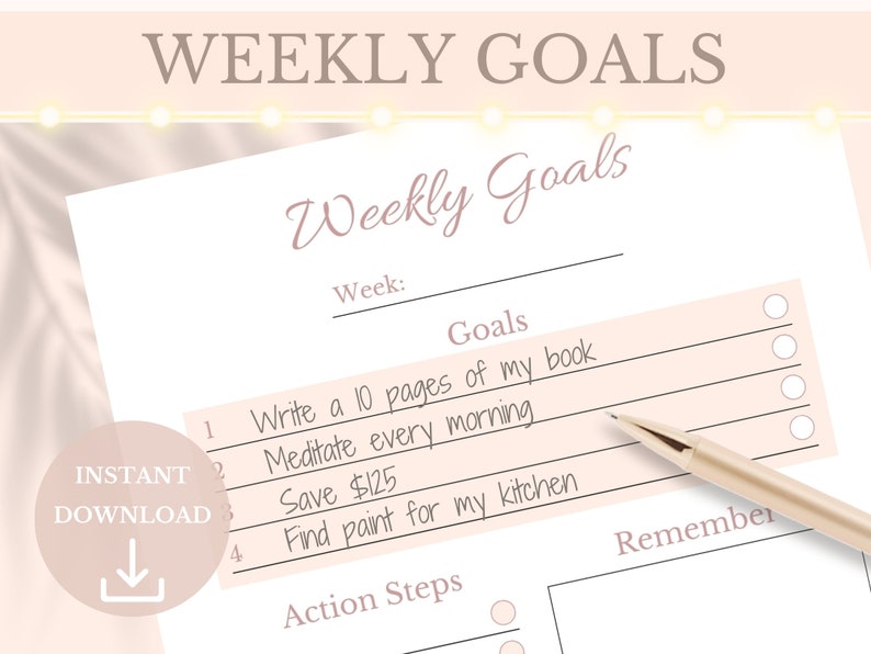 Weekly Goal Setting Printable Planner, to Do List Productivity Tracker ...