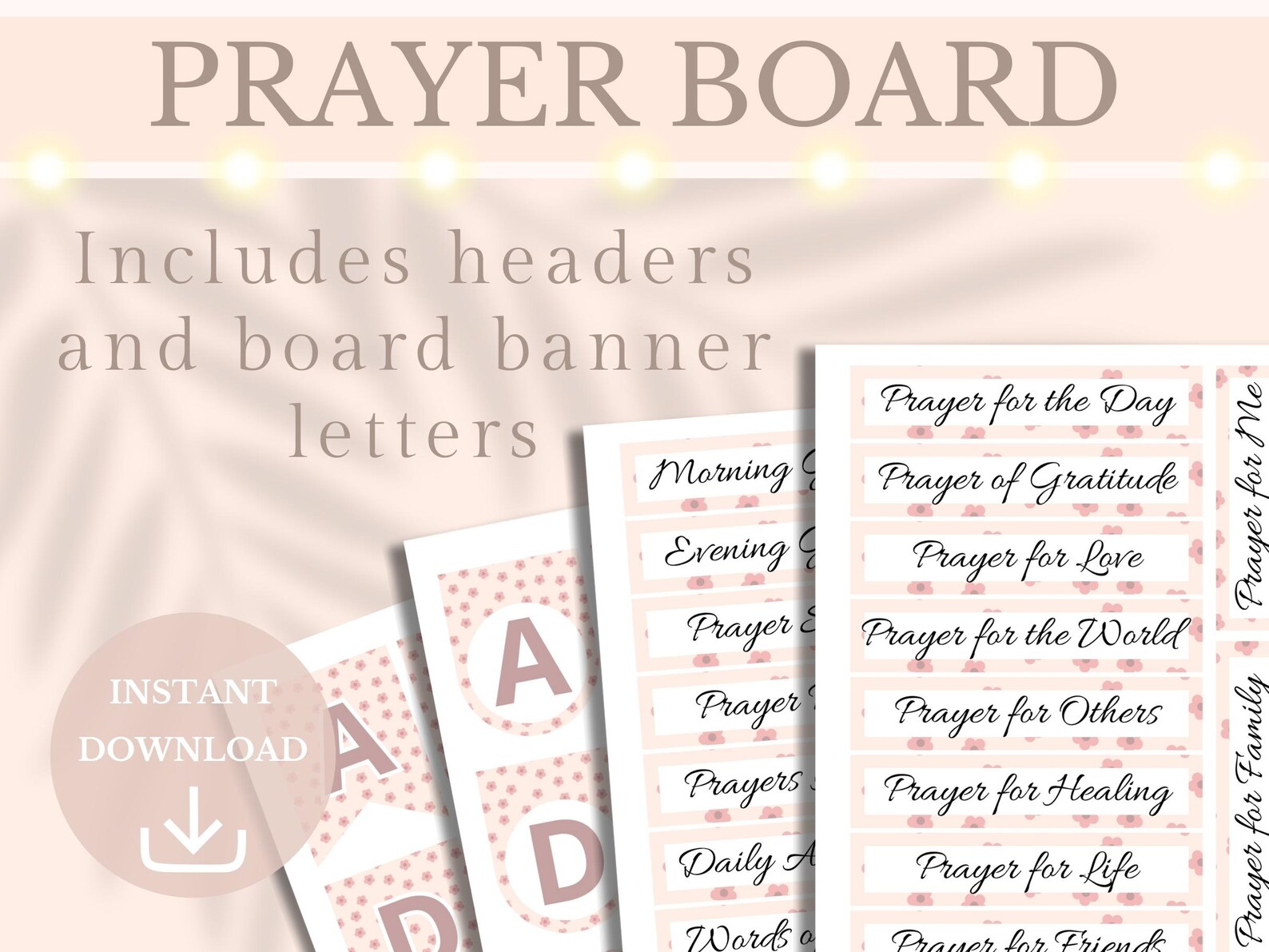 Prayer Board Kit Printable Pink Flower Bulletin Board Kit Floral ...