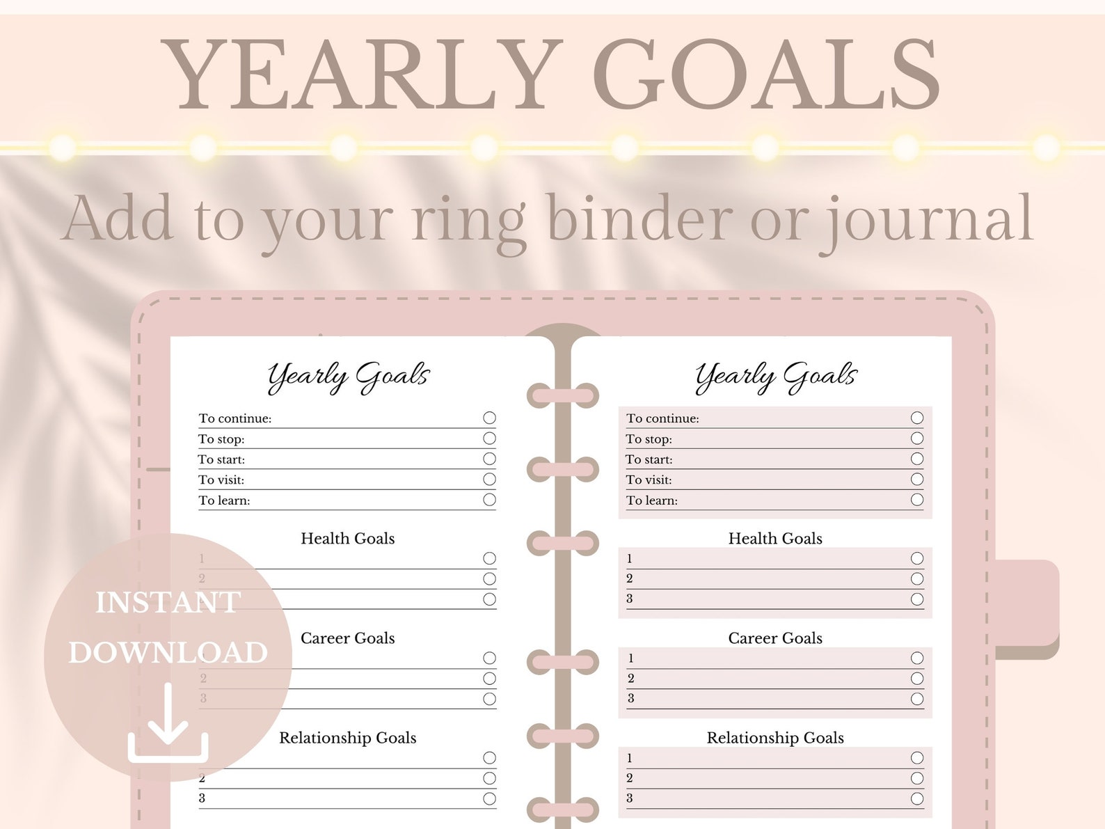 Yearly Goal Setting Printable Planner New Year's Resolution Tracker ...