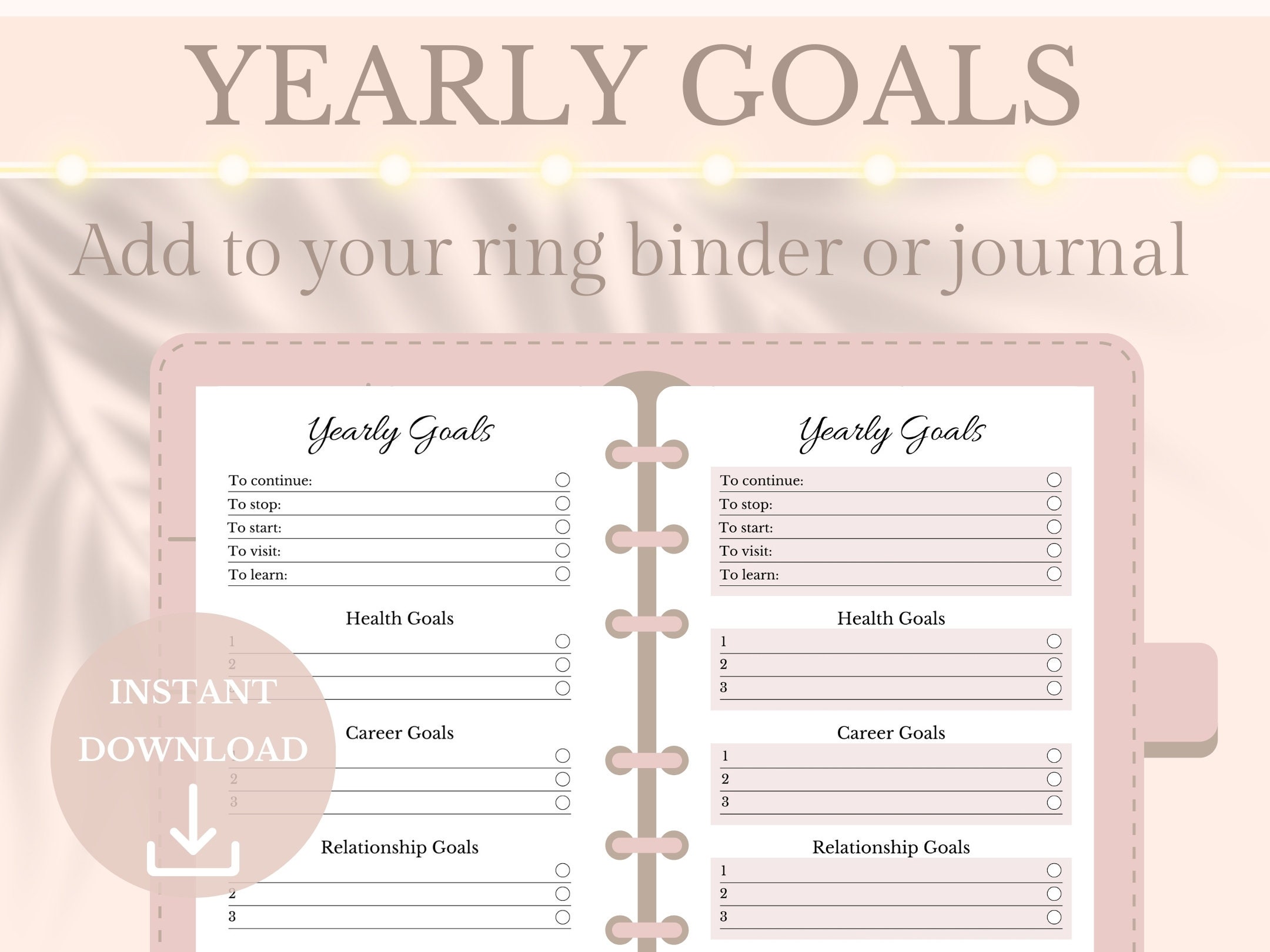 Yearly Goal Setting Printable Planner New Year's Resolution Tracker ...