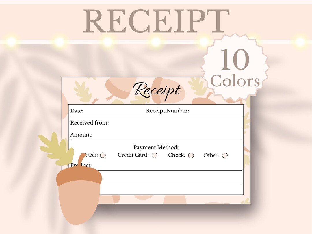 Simple Receipt Printable Christmas Shop Receipt Fall Pattern Receipt ...