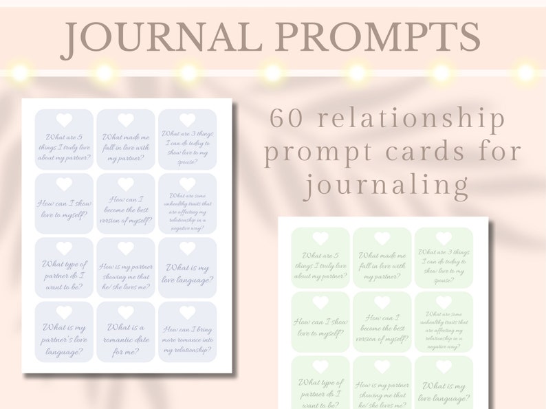 60 Journal Prompt Cards Printable Relationship Journaling Prompts Love ...
