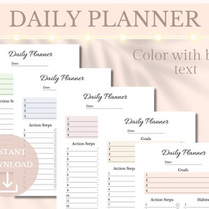 Daily Planner Printable Worksheet, Pink Girly to Do List Goal Setting ...