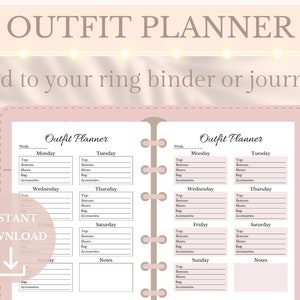 Weekly Outfit Planner Printable Template Wardrobe Styling Journal ...