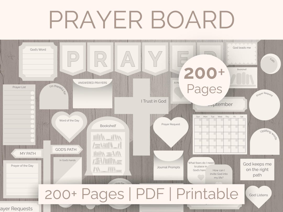 200 Pages Prayer Board Kit Printable Bulleting Board Kit Christian ...