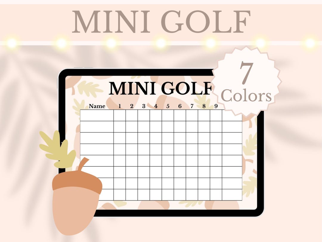 Digital Mini Golf Score Card Birthday Mini Golf Party Game Miniature ...