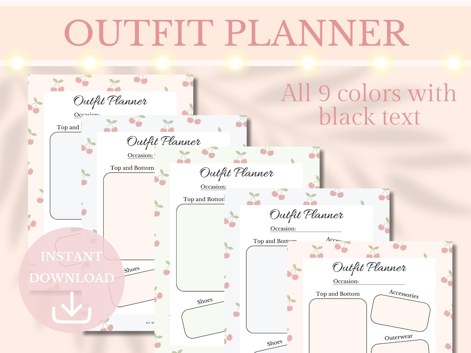 Digital Outfit Planner Printable Capsule Wardrobe Log Clothes Organizer ...