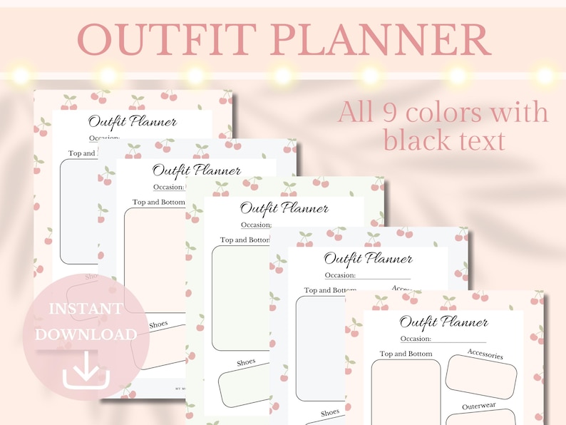 Digital Outfit Planner Printable Capsule Wardrobe Log Clothes Organizer ...