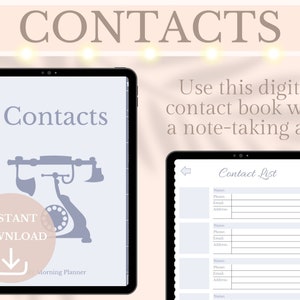 Digital Contact List Address Book, Simple Minimalist Contact Directory ...