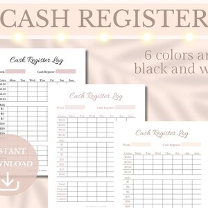 Cash Register Weekly Log Printable Drawer Till Balance Shop Closing ...