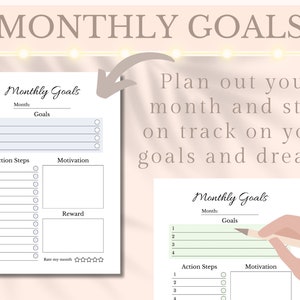 Monthly Goal Setting Printable Planner, Pink Productivity to Do List ...