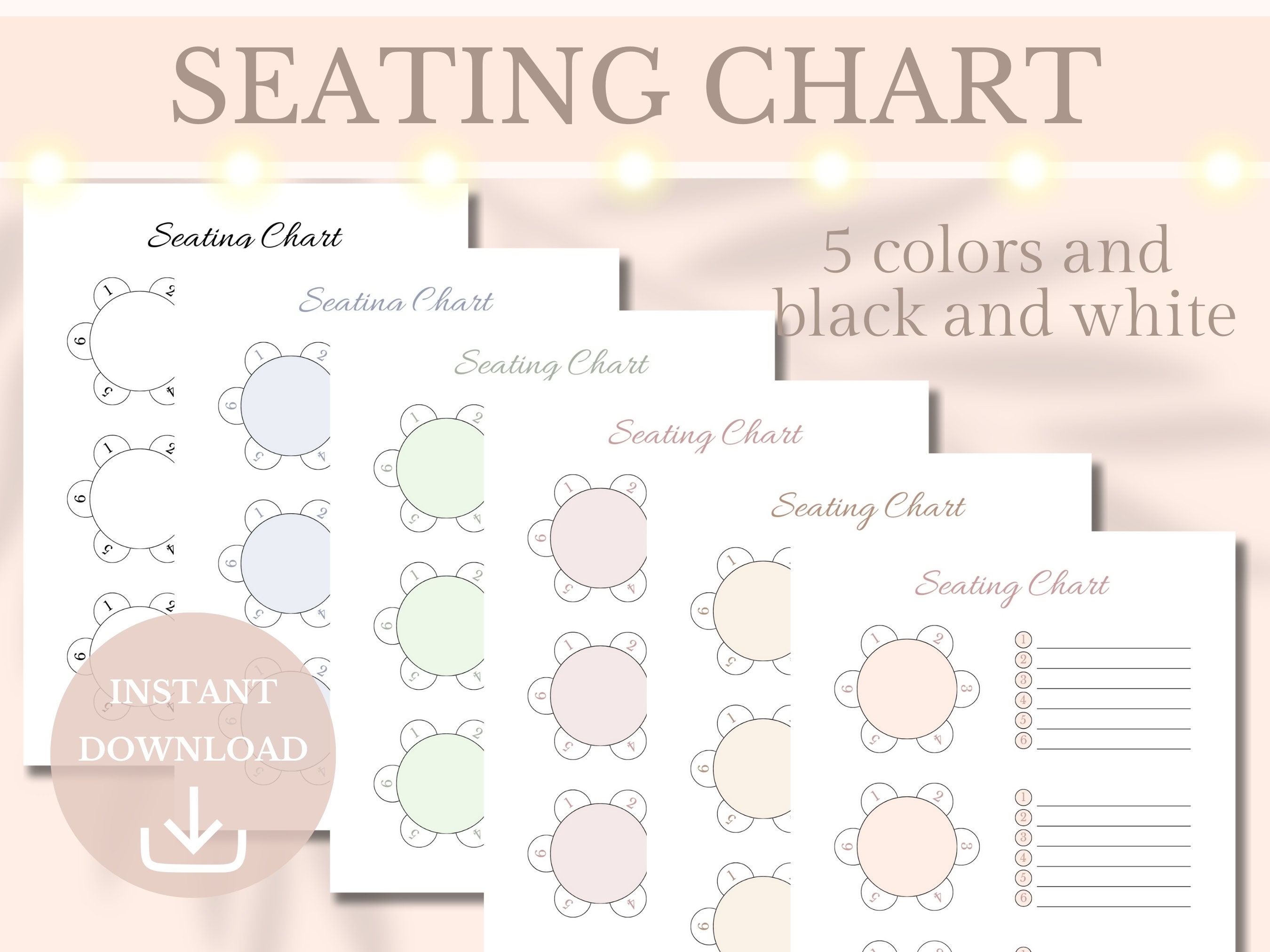 Wedding Seating Chart PRINTABLE Table Layout Planner, Pink Event ...