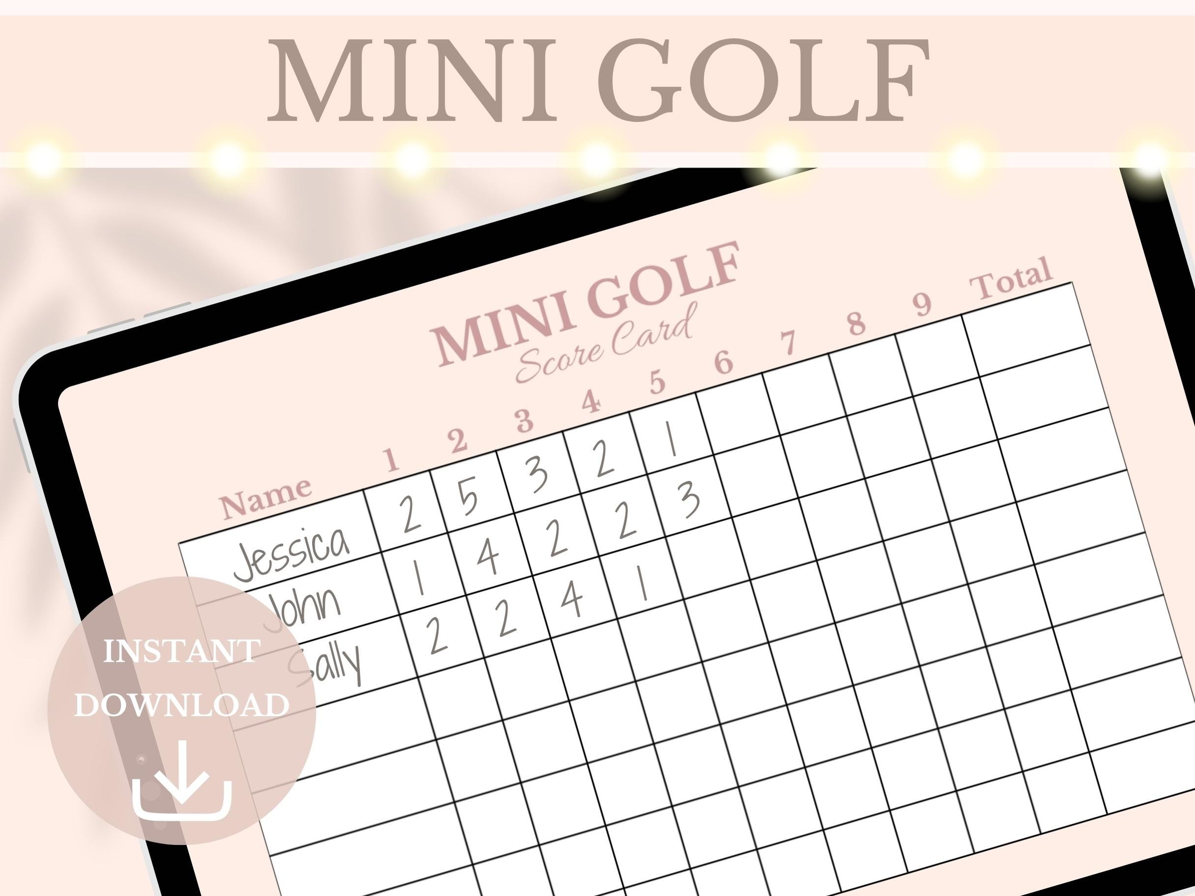 Digital Mini Golf Score Card Miniature Golf Scorecard Birthday Mini ...