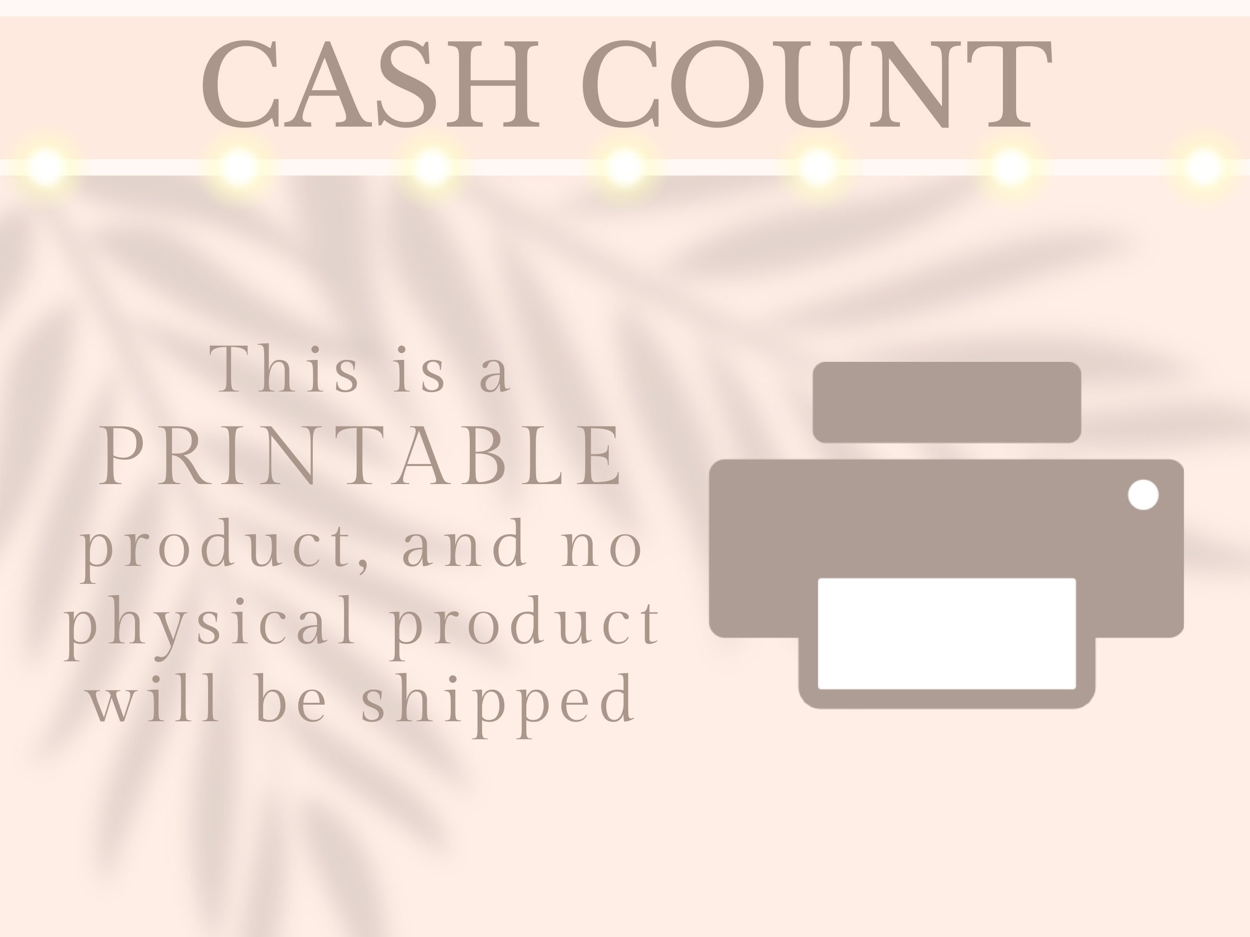 Cash Count Sheet Printable Cash Register Log Till Balance Cash ...