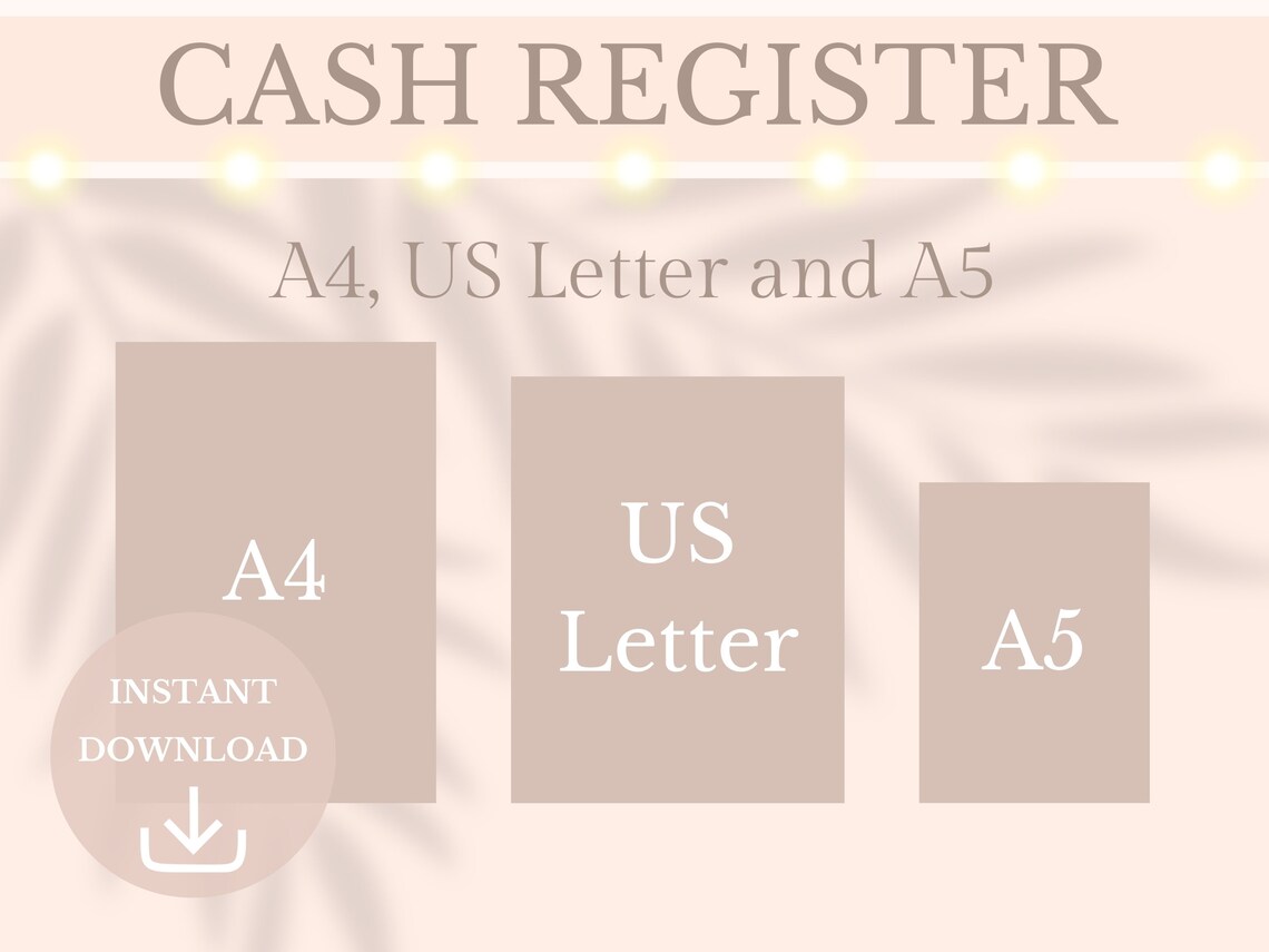 Cash Register Log Printable Drawer Till Balance Money Count Calculator ...