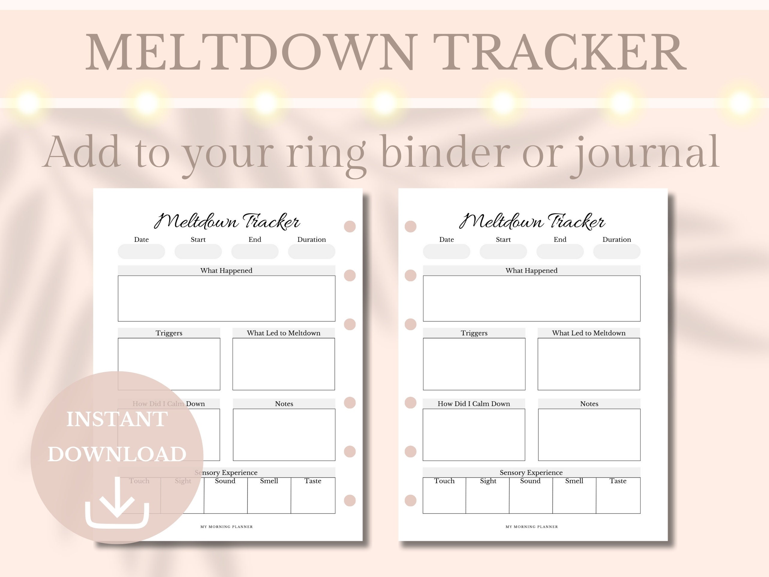 Autism Meltdown Tracker Printable Planner Special Needs Autistic Child Behavior Tracker Autism ...