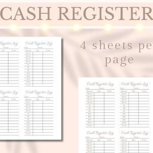 Cash Breakdown Teller Slip Printable Cash Register Till Balance Tracker ...
