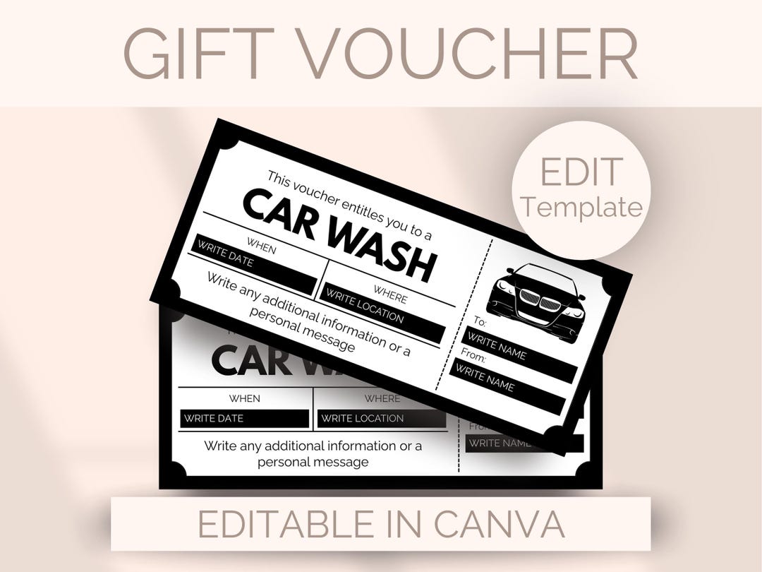 EDITABLE Car Wash Voucher Template Car Detail Coupon Printable ...