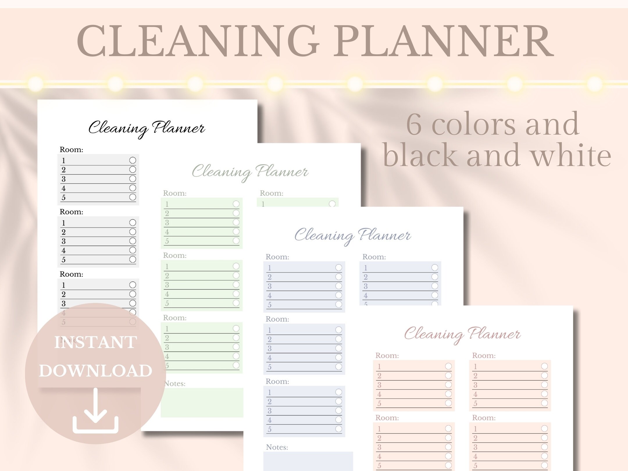 Cleaning Planner Printable Checklist, Weekly House Cleaning Chores List ...