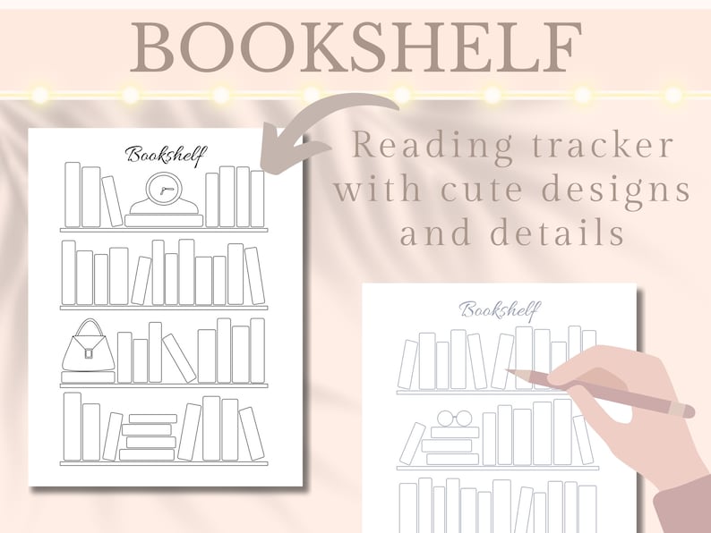 Bookshelf Reading Tracker Printable Planner, 5 Colorful Bookshelf ...