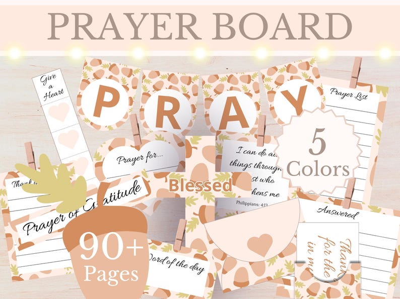 Prayer Board Kit Printable Christmas Acorn Bulletin Board Kit Colorful ...