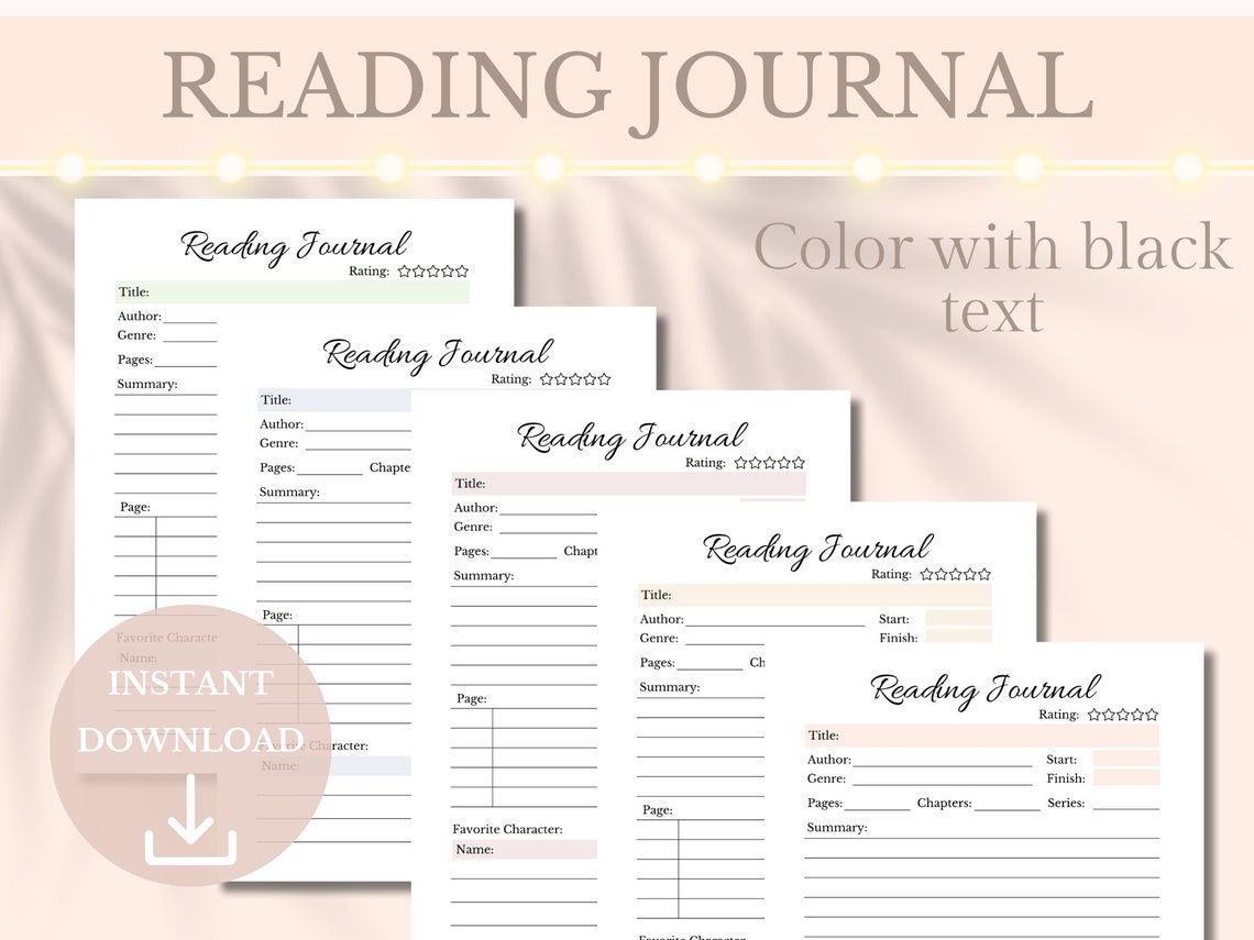 Reading Journal Printable Book Review Planner Reading Tracker, Book ...