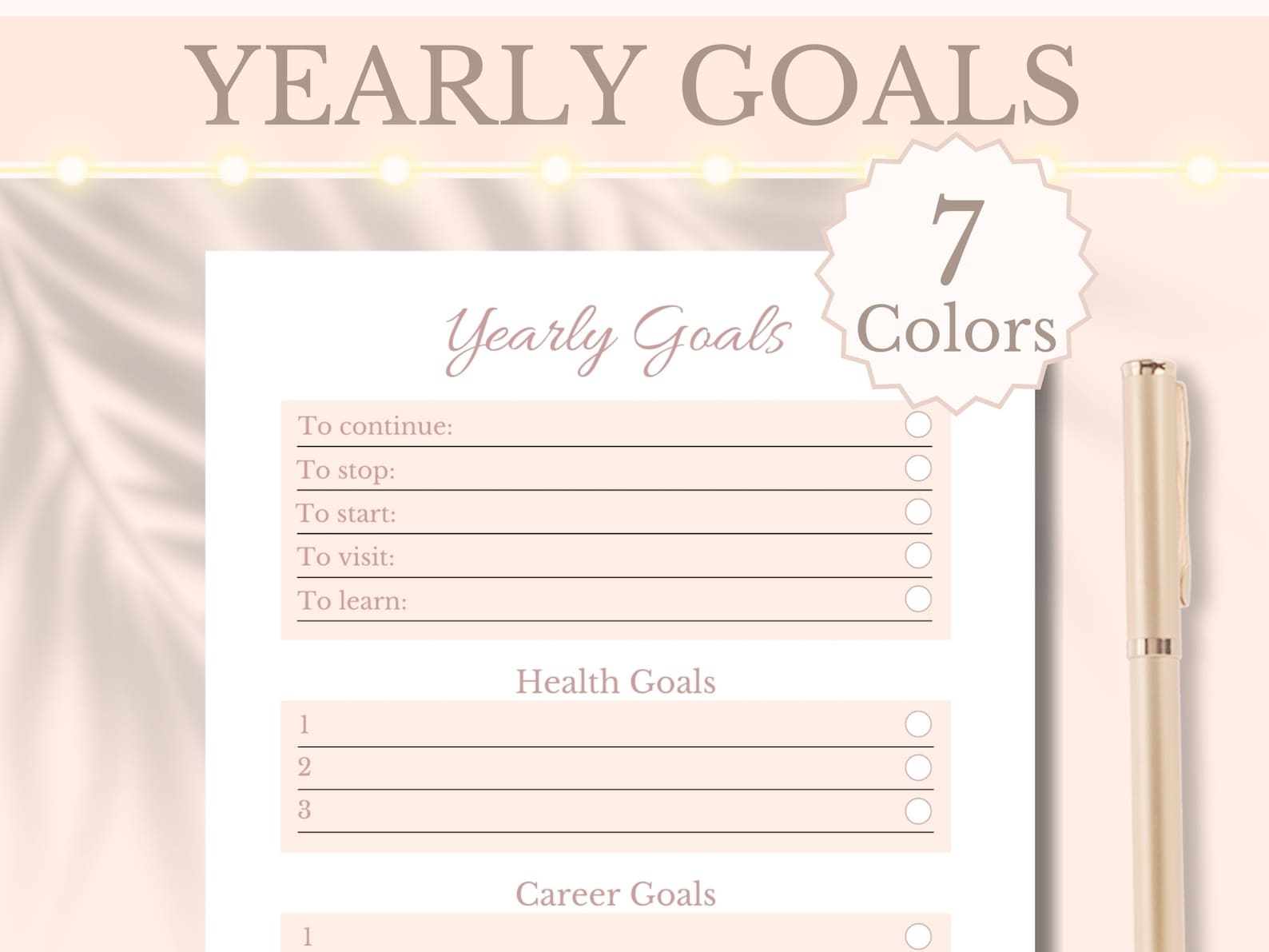 Yearly Goal Setting Printable Planner New Year's Resolution Tracker ...