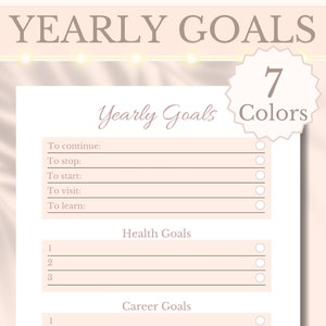 Yearly Goal Setting Printable Planner New Year's Resolution Tracker ...