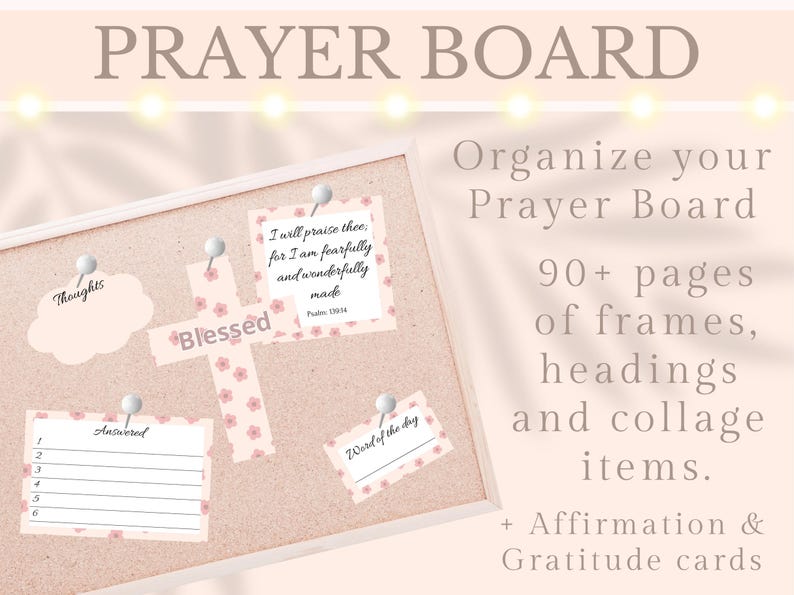 Prayer Board Kit Printable Pink Flower Bulletin Board Kit Floral ...