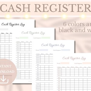 Cash Register Weekly Log Printable Drawer Till Balance Shop Closing ...