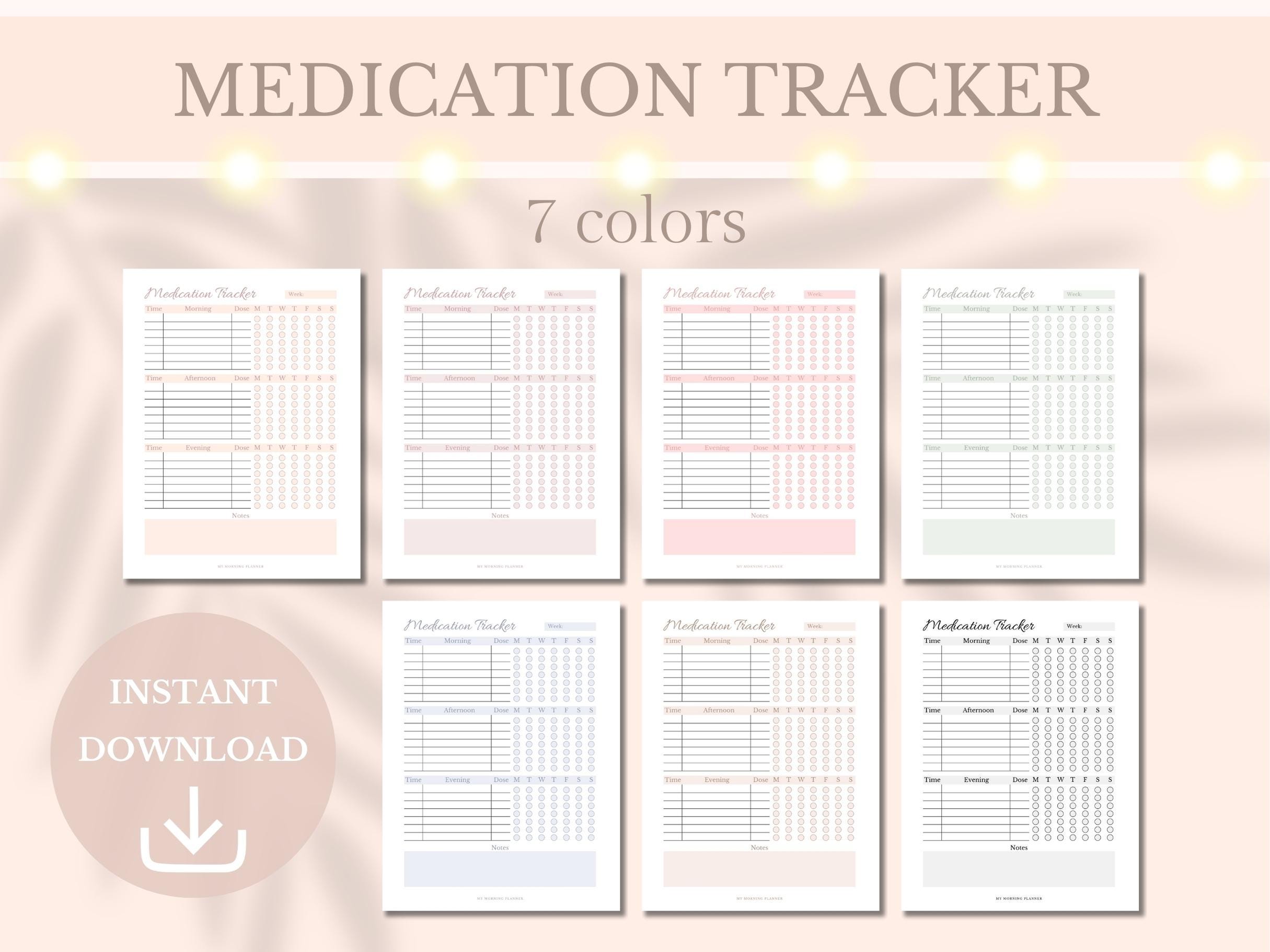 Medication Tracker Printable Medicine Intake Reminder Vitamin Tracker ...