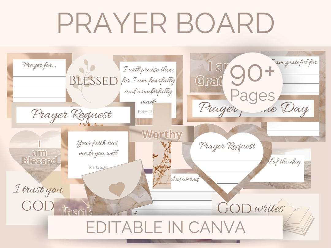 EDITABLE Boho Prayer Board Kit Printable Bulletin Board Kit Template ...