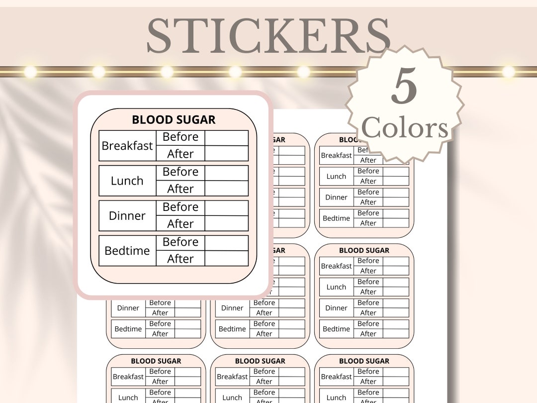 Blood Sugar Printable Stickers Diabetes Tracker Glucose Journal Planner ...