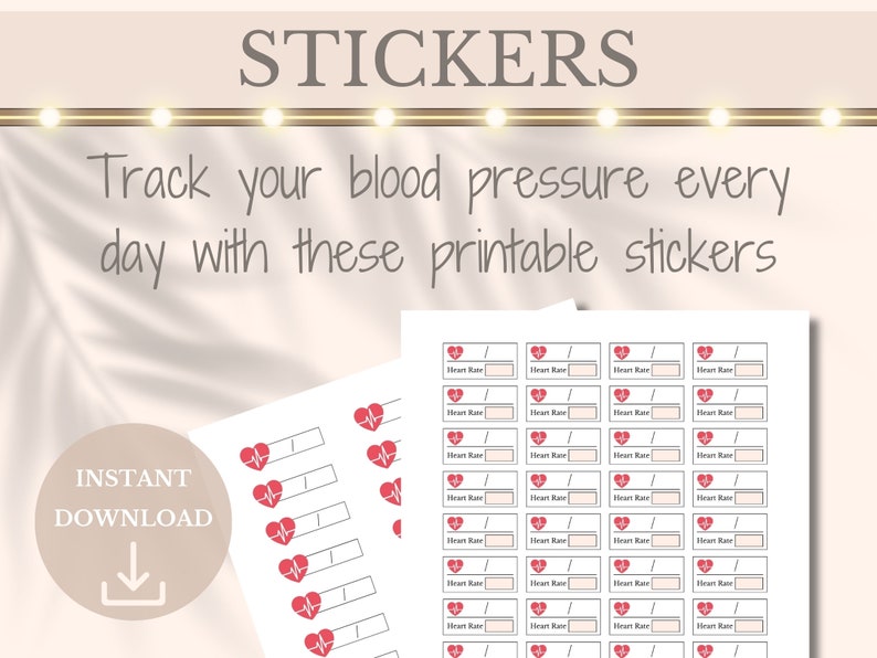 Blood Pressure Printable Stickers Heart Rate Tracker Hypertension ...