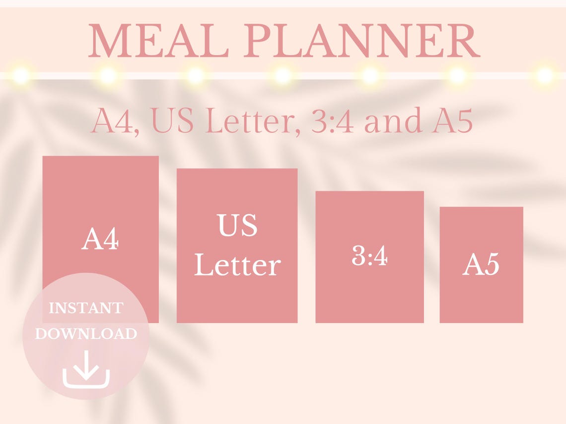 Digital Weekly Meal Planner Printable Ring Binder Insert Cute Cherry ...