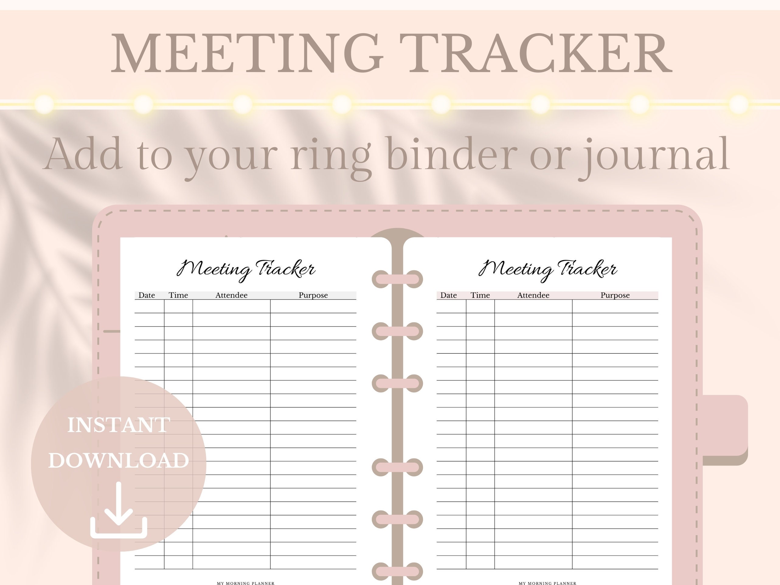 Meeting Tracker Printable Appointment Planner Work Schedule Organizer ...