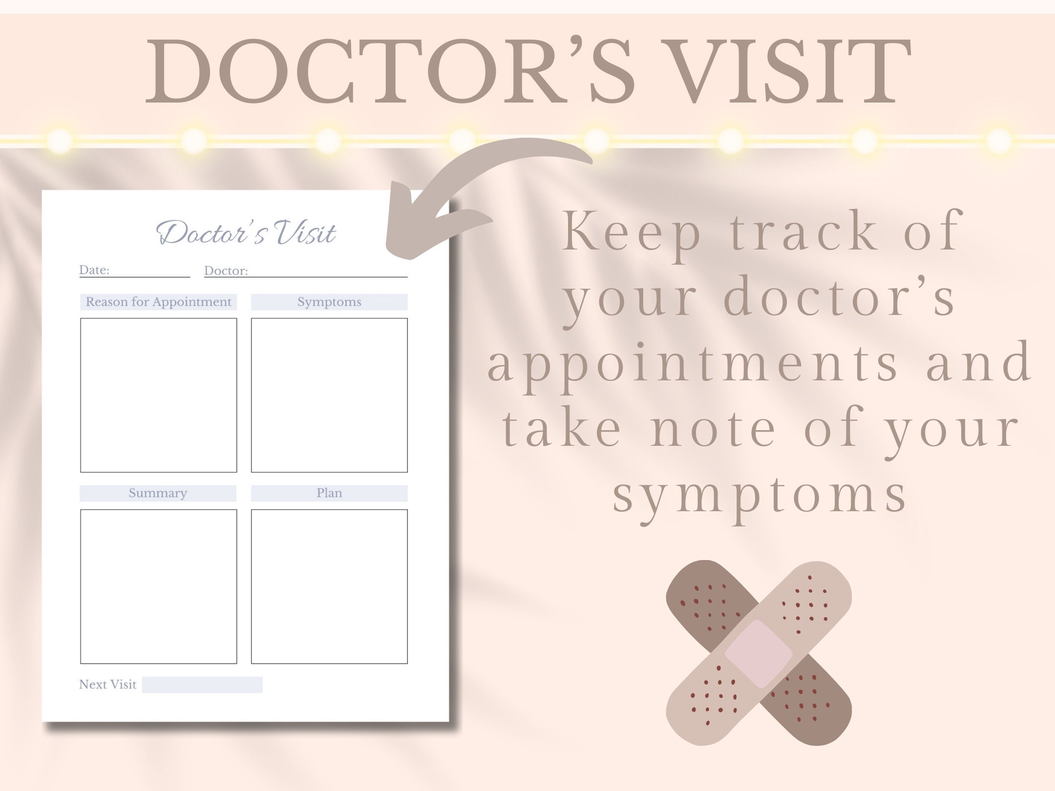 Doctor's Visit Printable Planner Appointment Log, Pink Health Medical ...