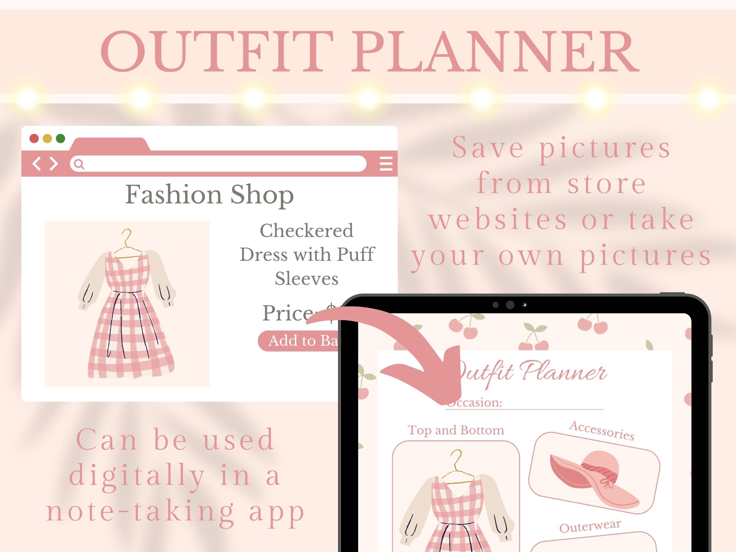 Digital Outfit Planner Printable Capsule Wardrobe Log Clothes Organizer ...