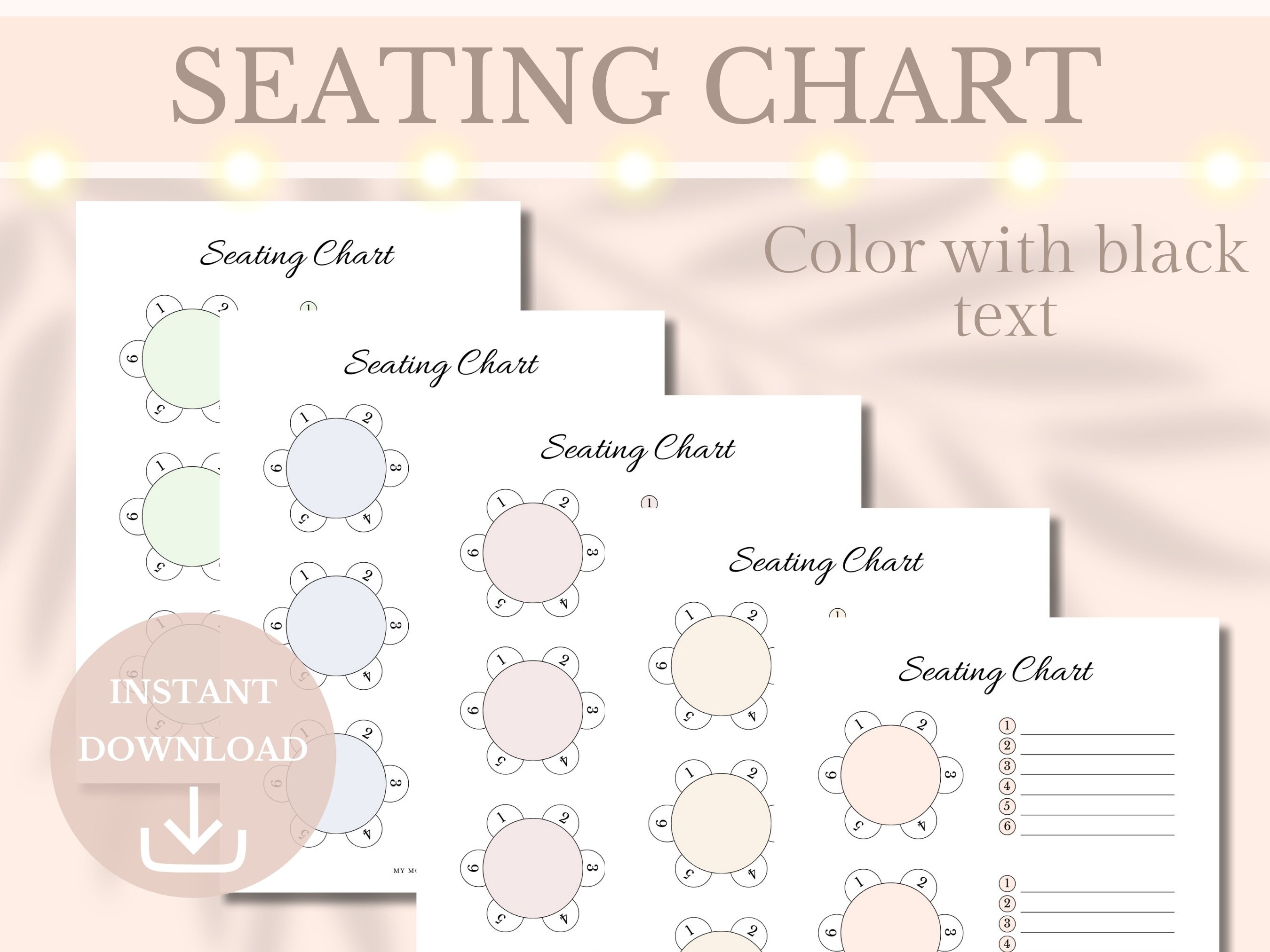 Wedding Seating Chart PRINTABLE Table Layout Planner, Pink Event ...
