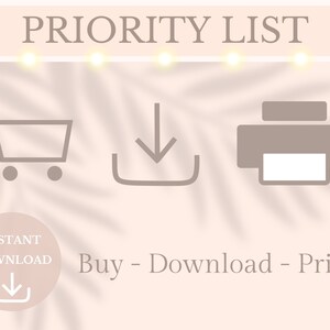 Priority List Printable to Do List Task Management Priority Matrix ...