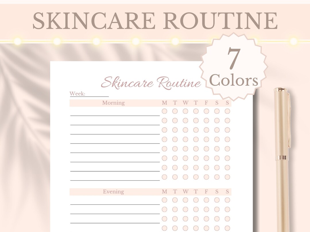 Weekly Skincare Routine Planner Printable Tracker, Pink Beauty Journal ...