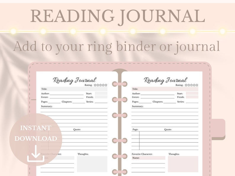 Reading Journal Printable Book Review Planner Reading Tracker, Book ...