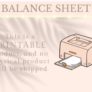 Balance Sheet Printable Bookkeeping Log Small Business Statement ...