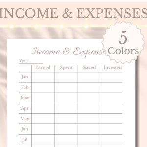 Yearly Income & Expense Tracker Printable Financial Budget Planner ...