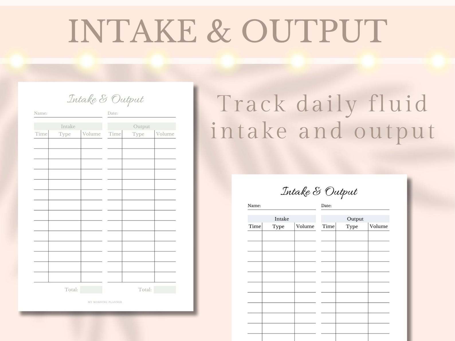 Fluid Intake and Output Tracker Printable Fluid Balance Chart Medical ...