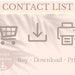 Contact List Printable Address Book Insert, Contact Directory Phone ...